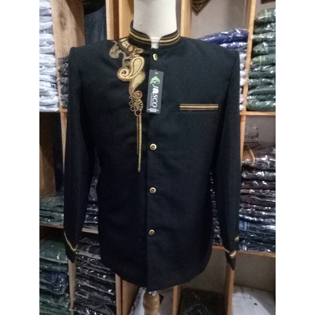 Jual Jasko Hitam Wol Jas Koko Pria Dewasa Bordir Motif Keris Merek ...