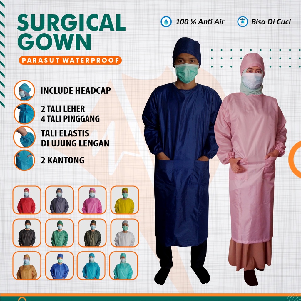 Jual APD Gown Surgical Parasut Waterproof baju bedah anti air bisa ...