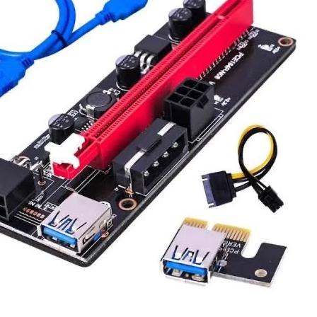 Jual PCIE RISER PCI-E ver 007 PCIE Express Riser Card 1x to 16x SATA 4 ...