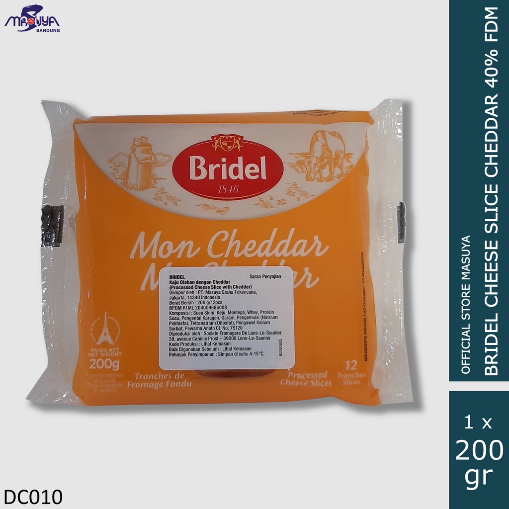 Jual Bridel Cheese Slice Cheddar 200 gr 1 pack 6 sliced | Shopee Indonesia