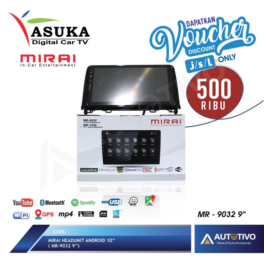 Jual Mirai Headunit Android 9inch Head Unit MR-9032 MIRAI | Shopee Indonesia