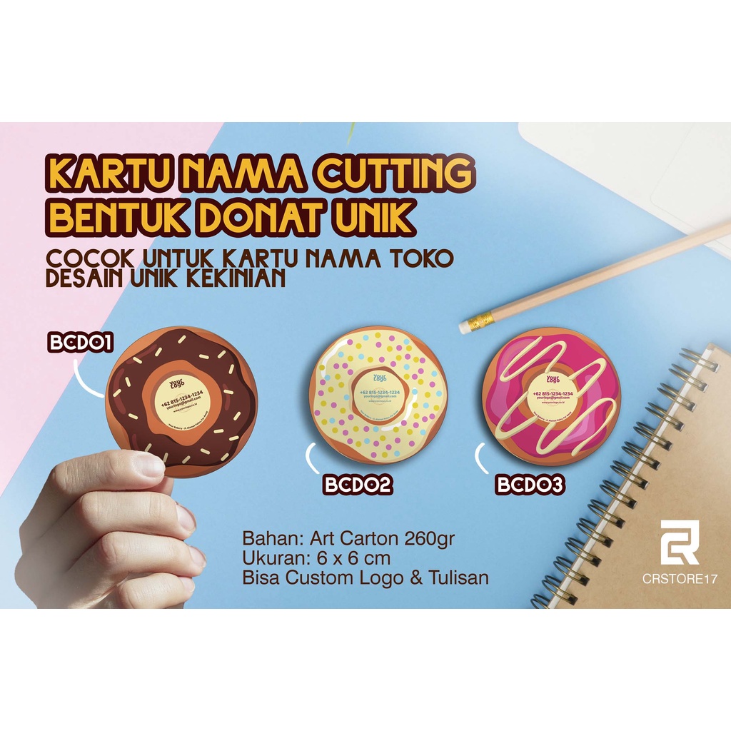 Jual Kartu Nama Toko (Business Card) Cutting Bentuk Donat Lucu, Unik ...