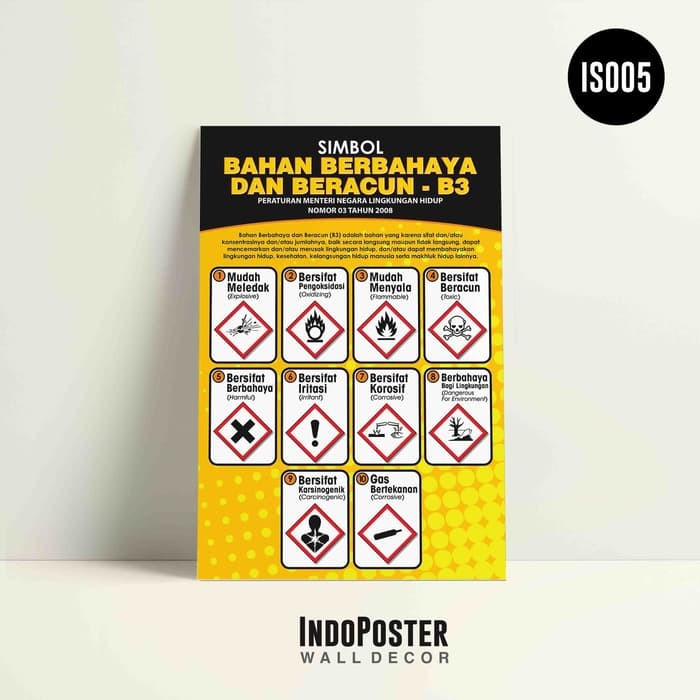 Jual Poster K3 Safety Simbol Bahan Beracun Berbahaya B3 Tanpa Frame A2 ...