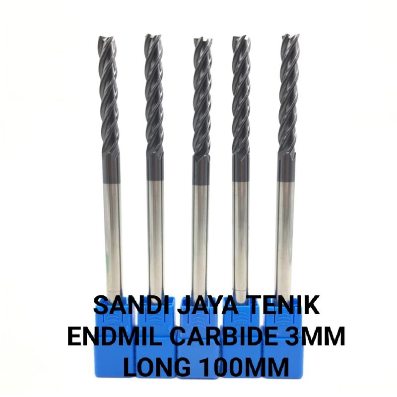 Jual ENDMILL CARBIDE MATA MILLING BOR FRAIS 3MM 4FLUTE LONG100MM ...