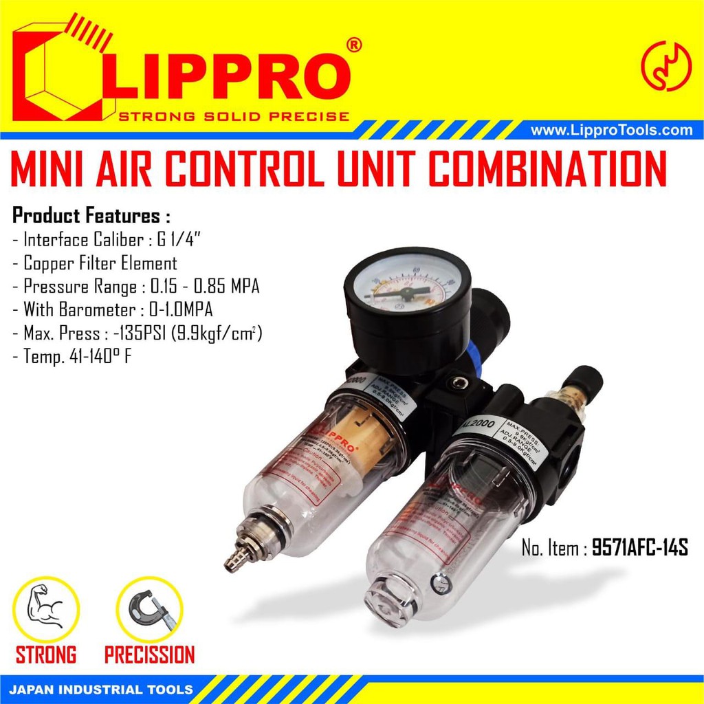 Jual LIPPRO Mini Air Filter Regulator DOUBLE Udara Kompresor KOMBINASI ...