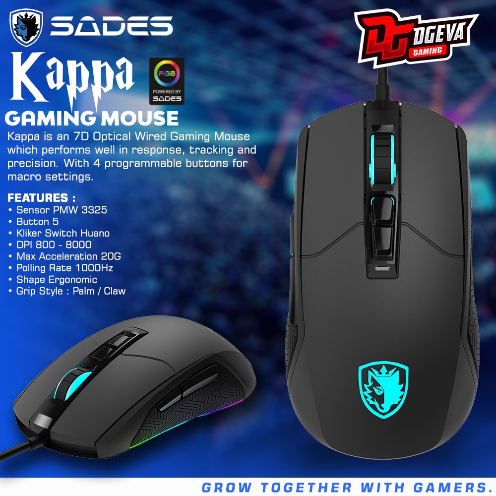 Jual Sades Kappa RGB Ergonomic Mouse Gaming | Shopee Indonesia