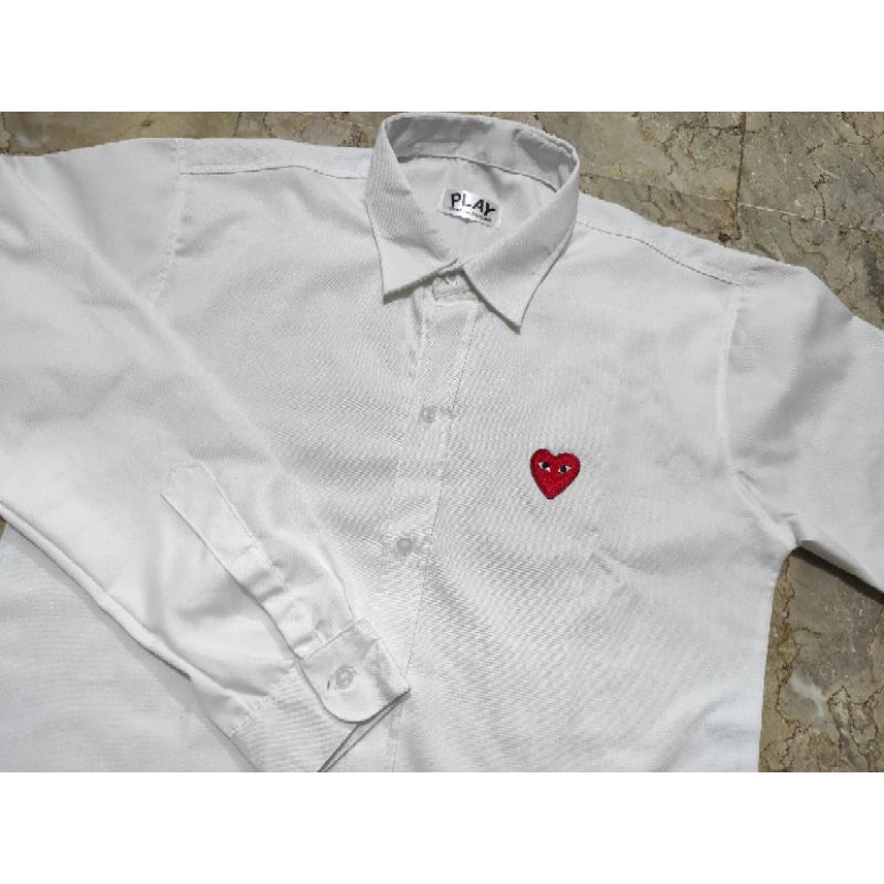 Jual Kemeja CDG PLAY Putih dan Hitam Cowok SHIRT FOR MEN Heart Hati ...