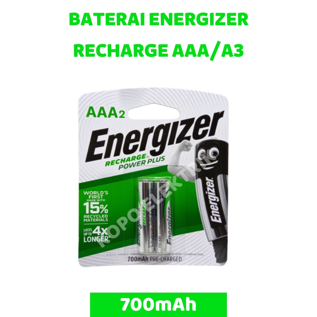 Jual Baterai / Batre Energizer Recharge AAA 2 Pcs A3 700mAh | Shopee ...