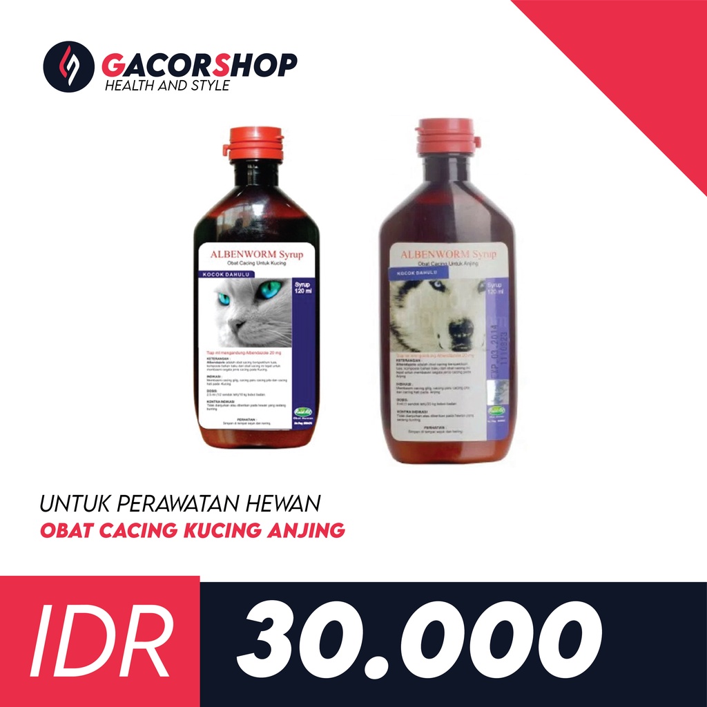 Jual ALBENWORM SYRUP 120ml Obat Cacing Kucing Anjing Sirup Cat Dog Cair ...