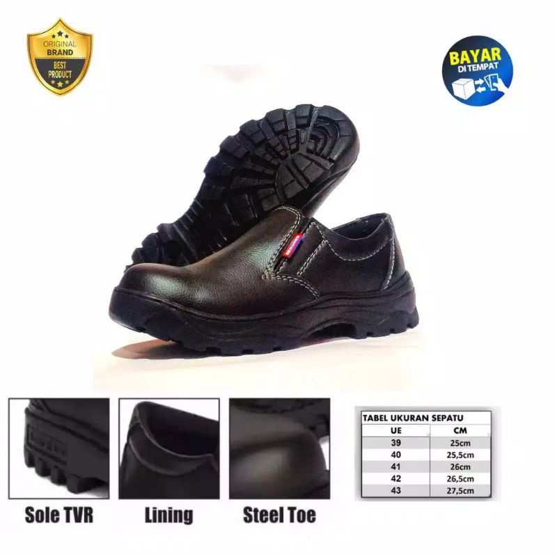 Jual Sepatu Safety Sefty Slip On Kerja Kantor Kitchen proyek kulit ...