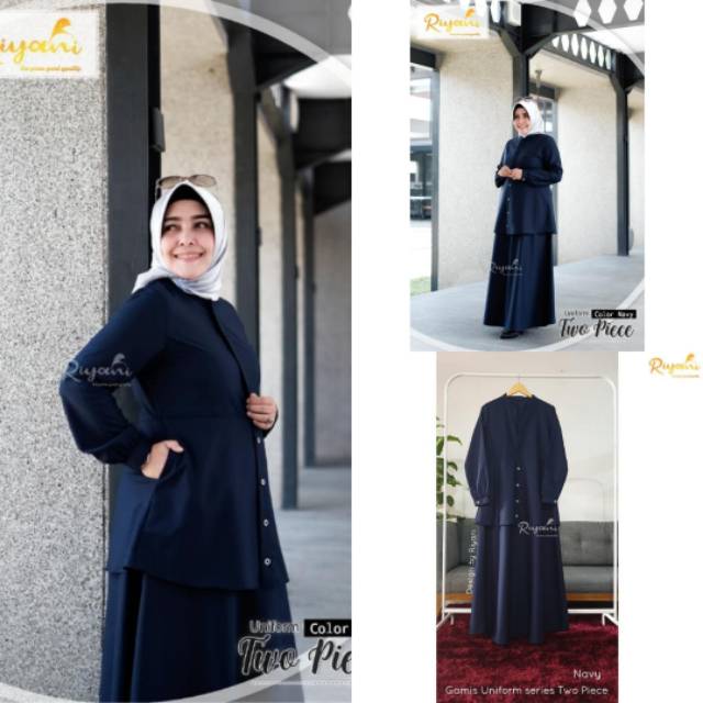 Jual Gamis/dress kerja toyobo seragam navy model atas bawah gamis ...