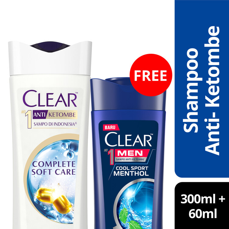 Jual CLEAR Shampoo Anti Ketombe Complete Soft Care 300ml Free Clear ...