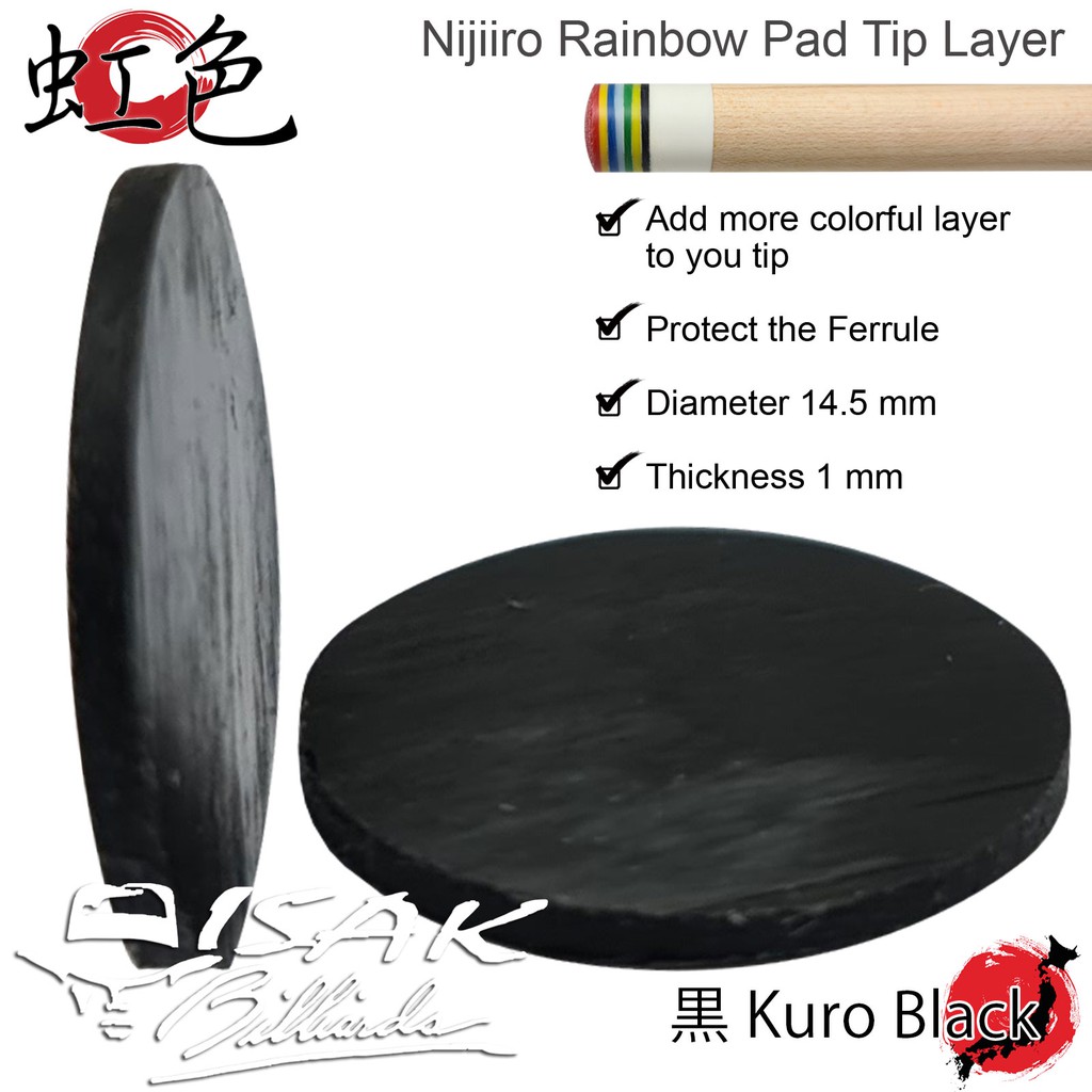 Jual Nijiiro 虹色 Rainbow Tip Pad | Black Layer Lapis Stick Billiard Cue ...