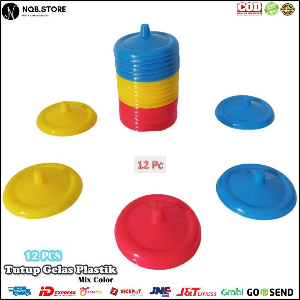 Jual NQB - TUTUP PLASTIK Gelas Cangkir KH Warna - Per Pack isi 12 Pcs ...