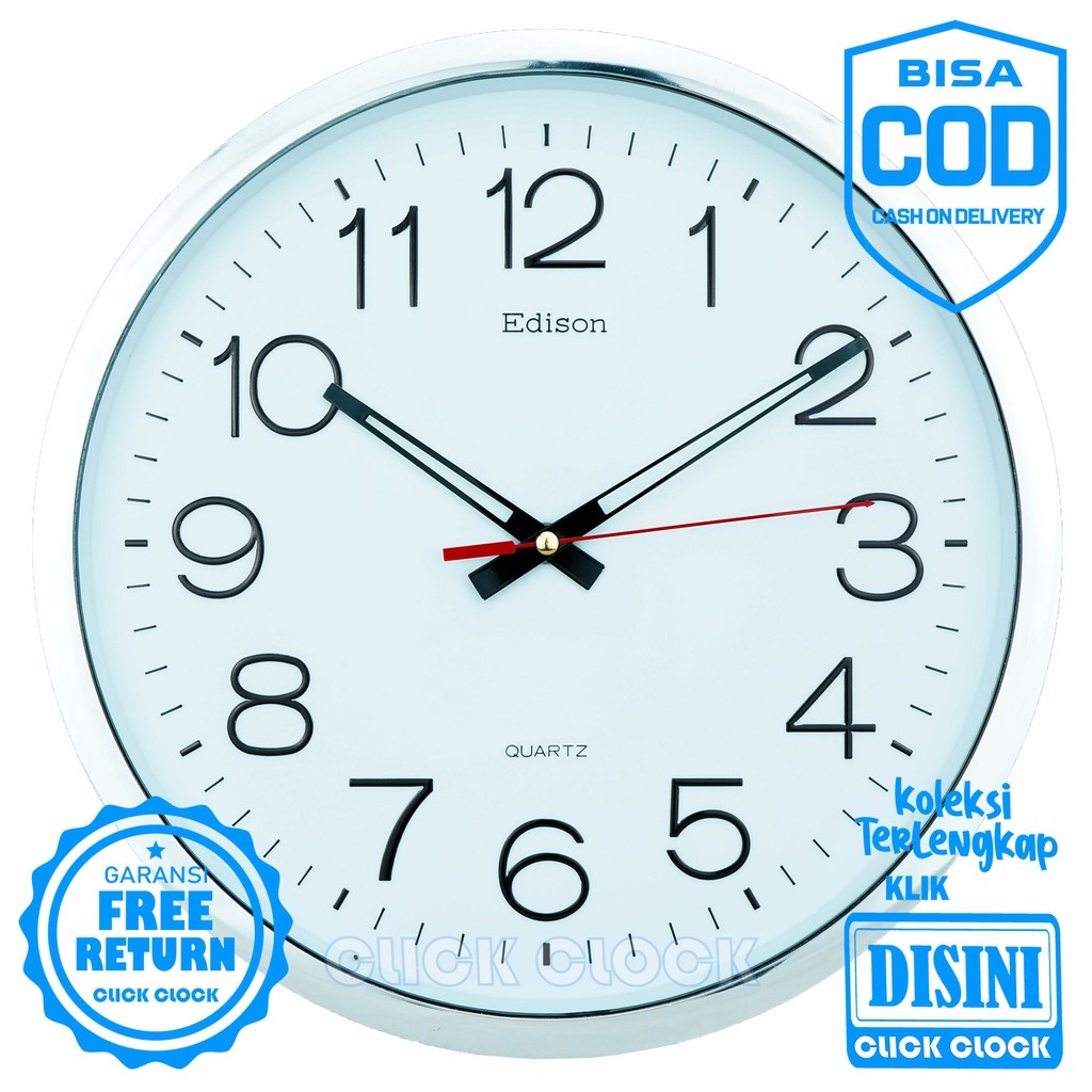 Jual Jam Dinding Kantor Jamdinding Polos Minimalis Wall Clock EDISON ...