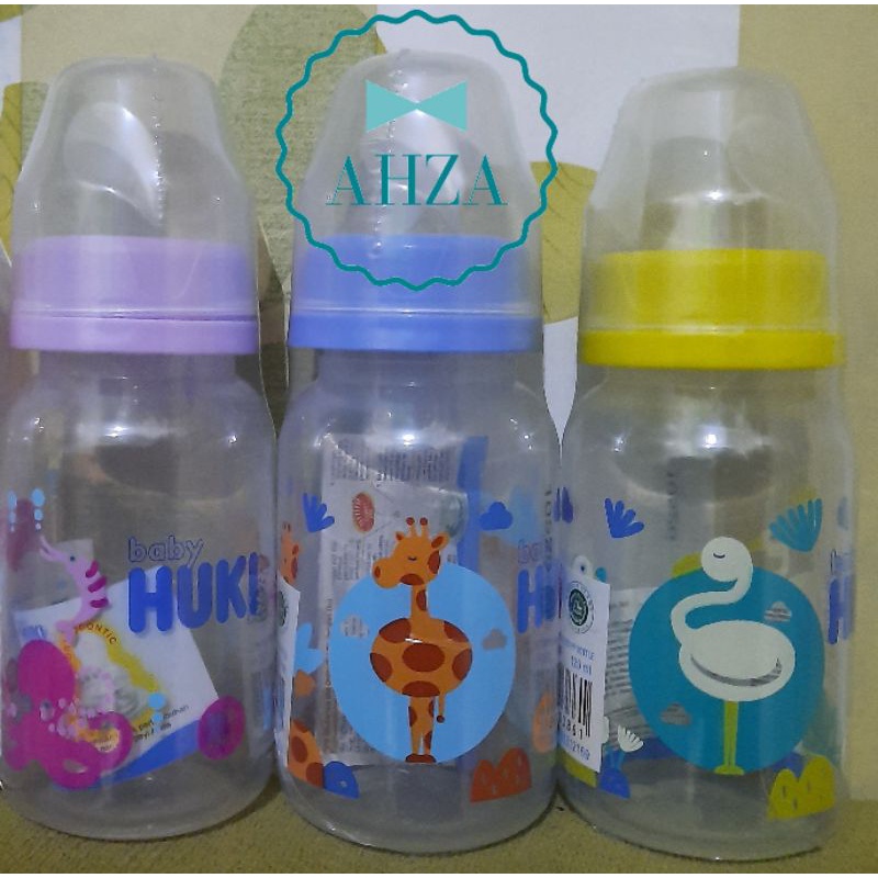 Jual AHZA BABY HUKI BOTOL SUSU ORTHODONTIC DOT GEPENG 120ML/240ML ...