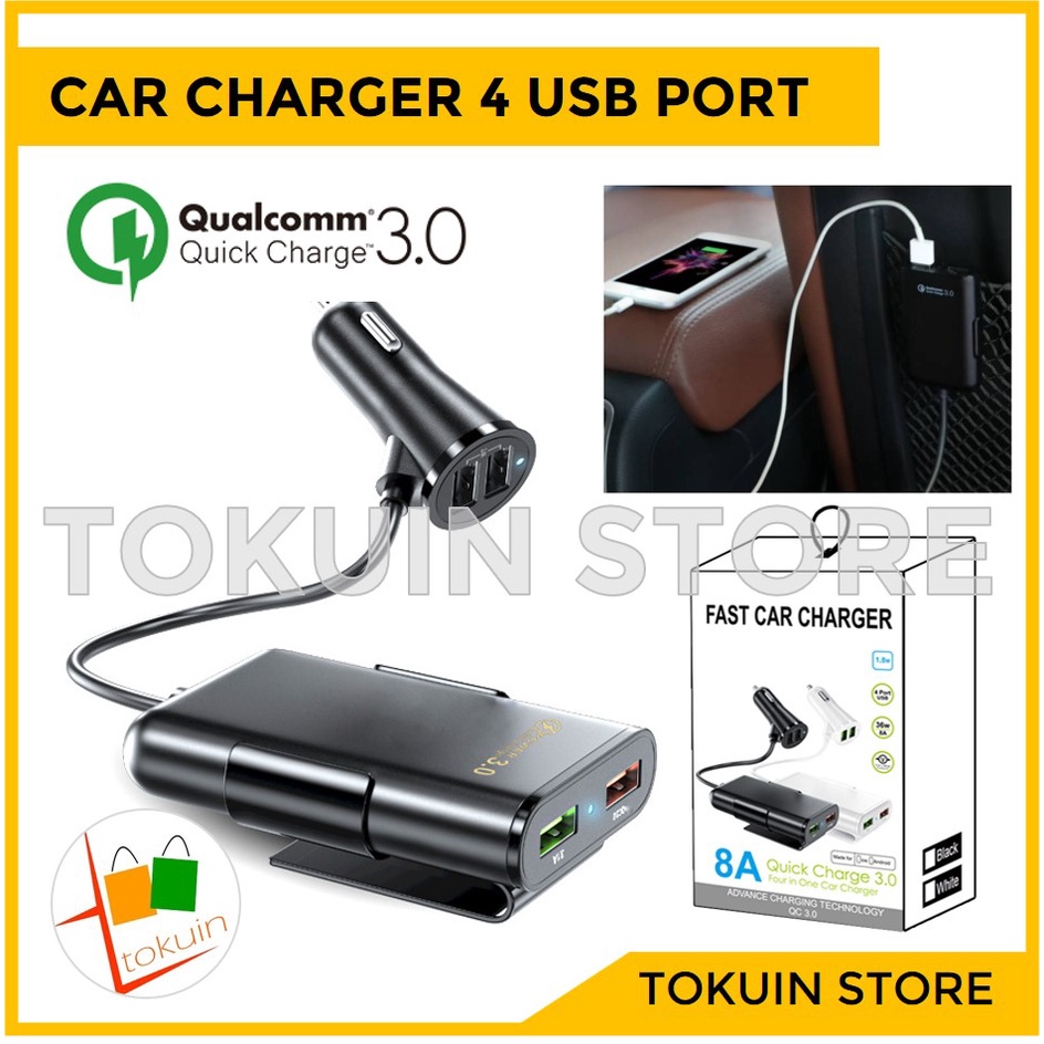 Jual Car Charger Mobil 4 Port USB Adaptor Casan HP Mobil Fast Charging ...