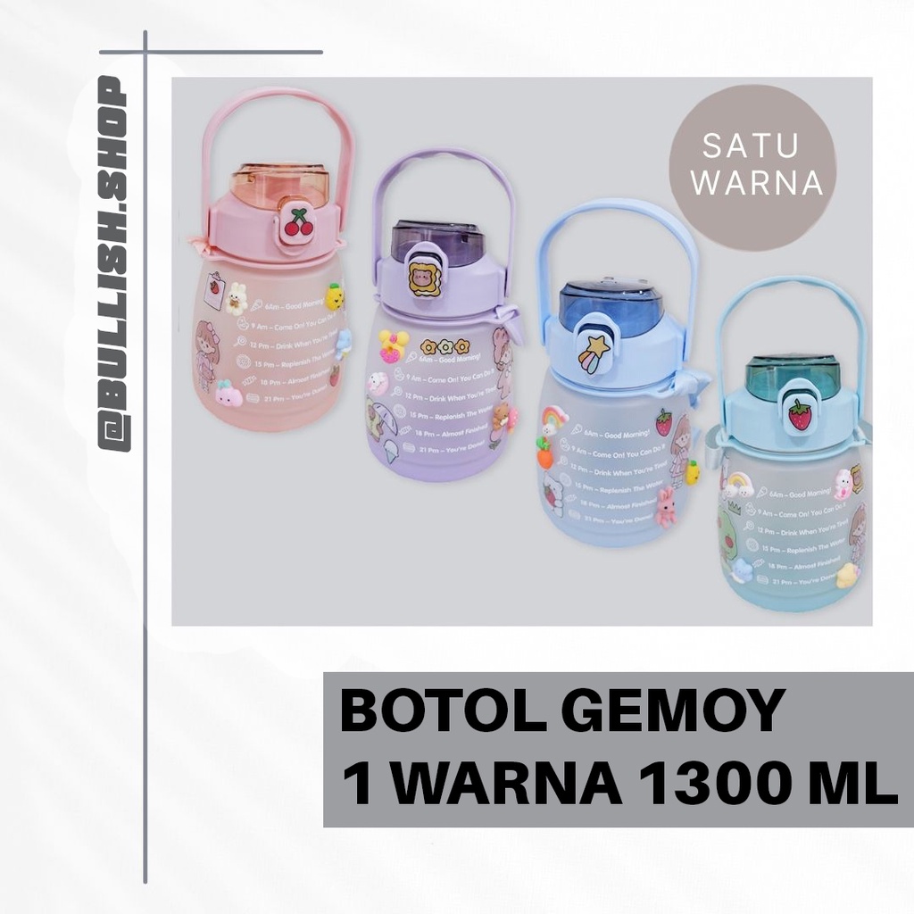 Jual Botol Gemoy Botol minum viral Botol pelangi motivasi Botol Korea Botol Lucu 1300ml 1,3L 1,3 ...