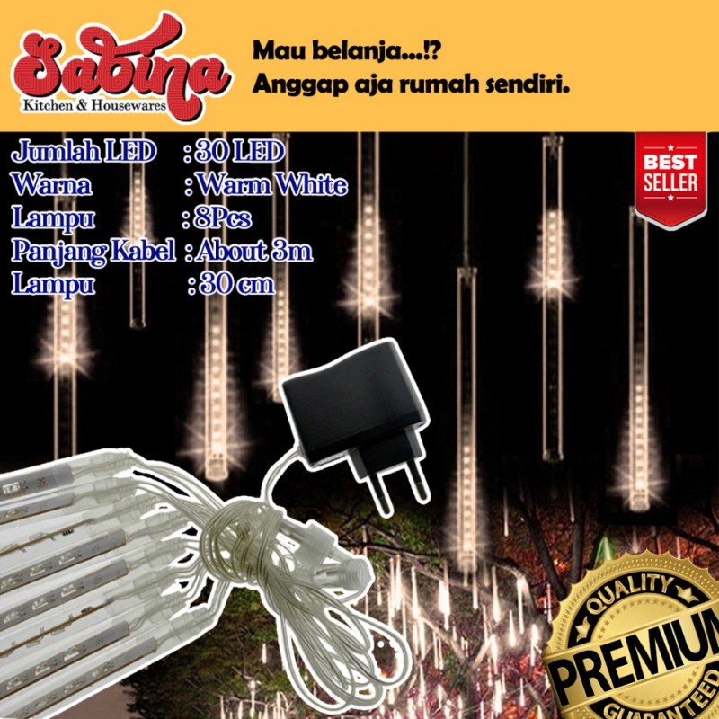 Jual Lampu LED Hias Teras Gantung Model Hujan Meteor Rain 30LED 8Pcs | Shopee Indonesia