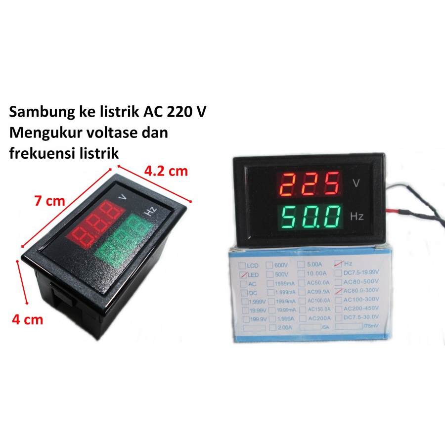 Jual Digital AC Voltmeter 220V Frequency Volt HZ meter seven segmen merah | Shopee Indonesia