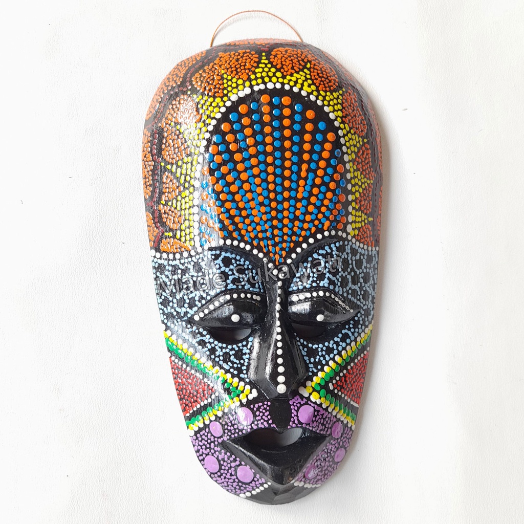 Jual Kerajinan topeng kayu Asmat Aborigin lukis tutul hiasan dekorasi ...