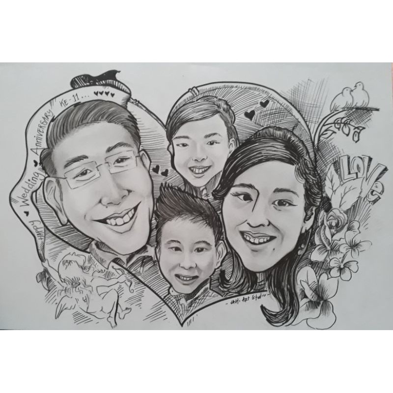 Jual Jasa Sketsa Karikatur (Free Simple Frame Hitam / Putih ) | Shopee ...