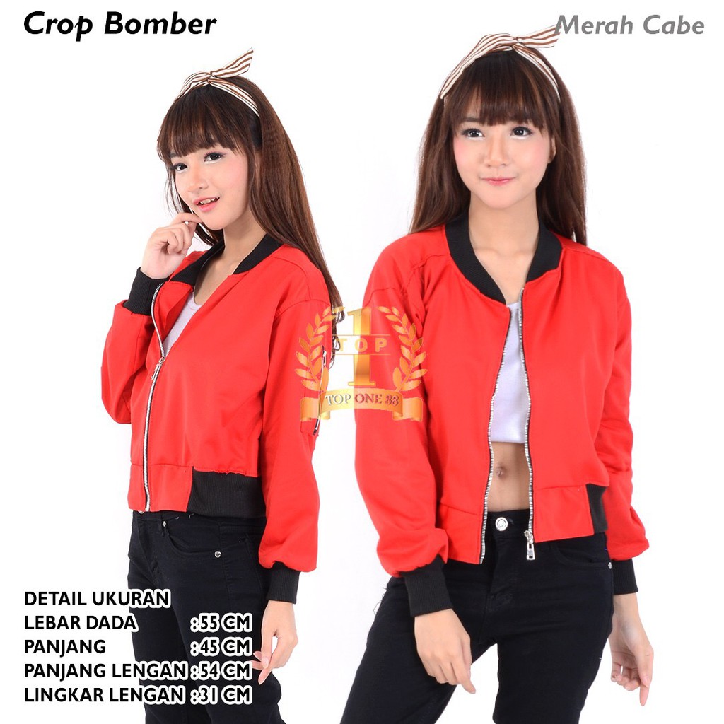 Jual Crop Bomber (Merah Cabe) | Shopee Indonesia