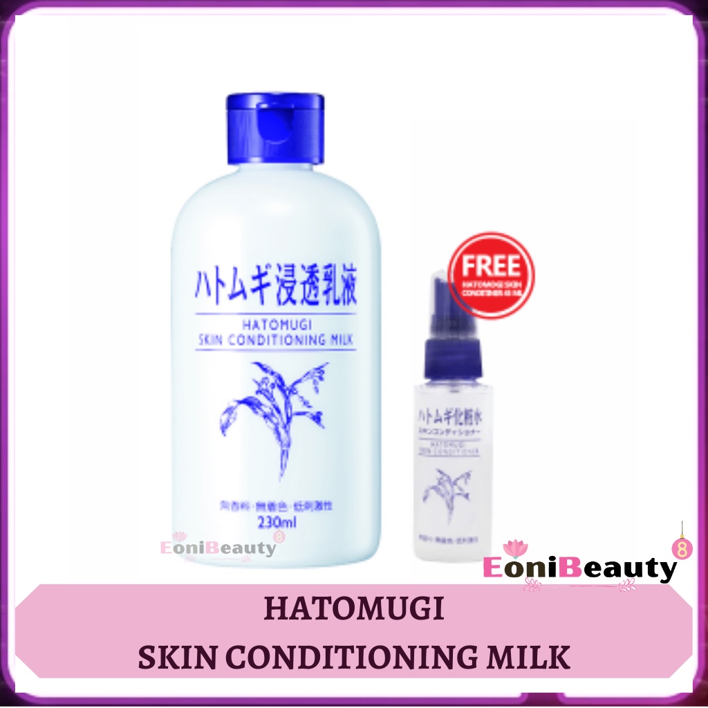 Jual 100% ORIGINAL - HATOMUGI Skin Conditioning Milk 230ml - Free Skin ...