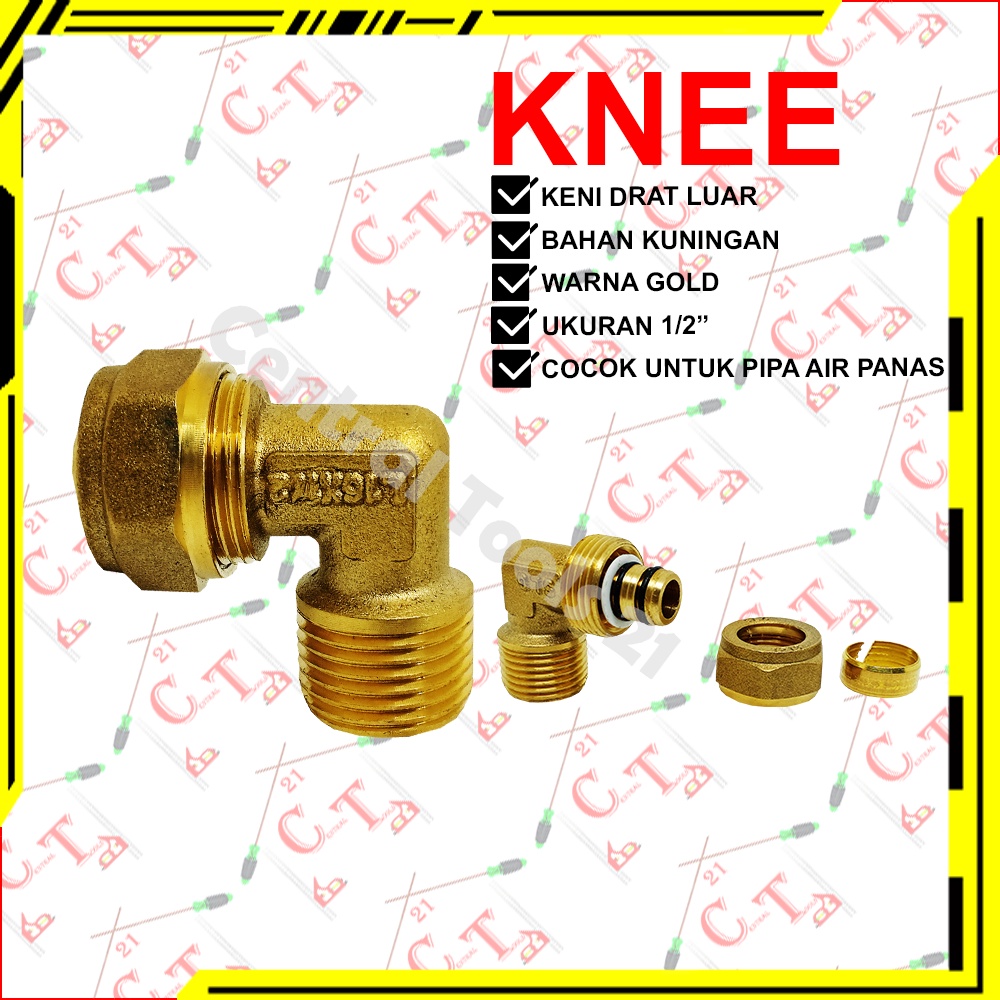Jual Keni Knee Drat Luar Air Panas Kuningan 1/2 Inch | Shopee Indonesia