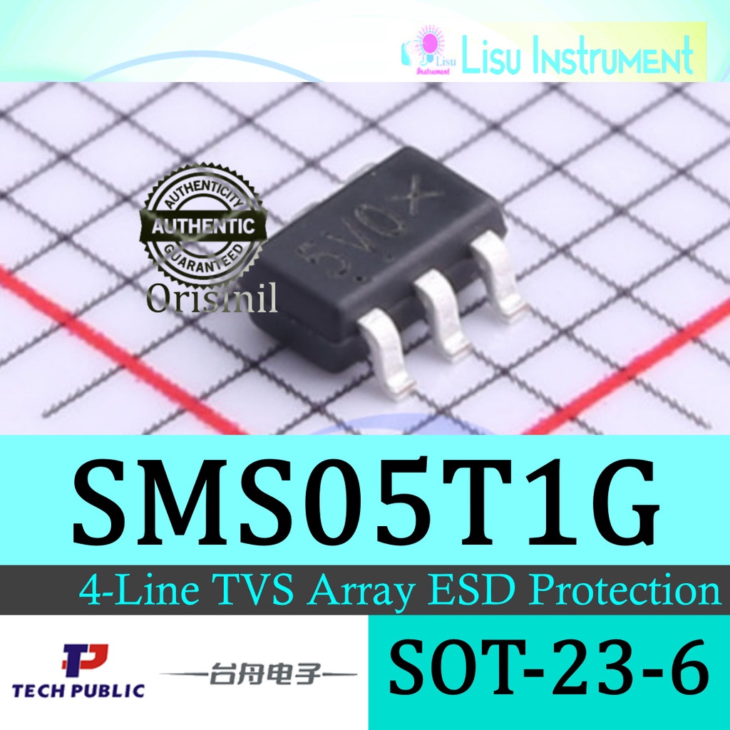 Jual SMS05T1G 5V0 5VO 5V 4-Line TVS Array ESD Protection SOT-23-6 TECH PUBLIC Original | Shopee ...