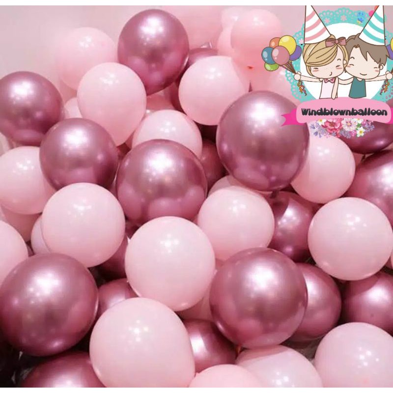 Jual WINDBLOWN SET BALON LATEX CHROME PINK mix DOFF PINK | Shopee Indonesia