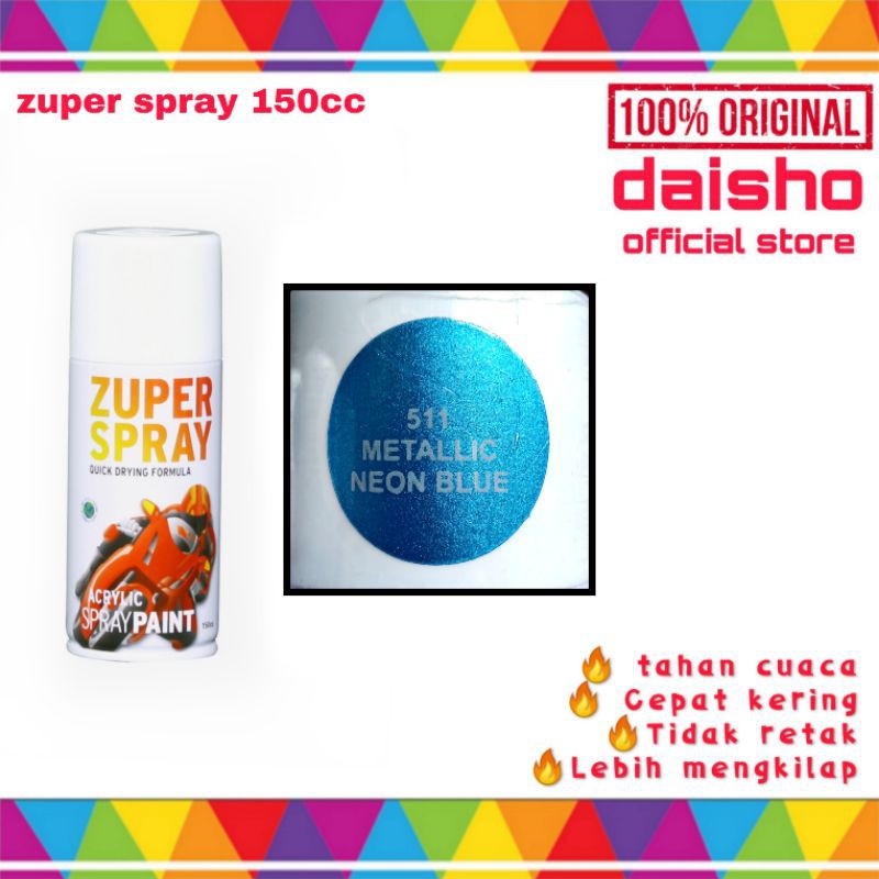 Jual zuper spray 150cc metallic neon blue cat semprot pilox pilok pylox biru metalik | Shopee ...