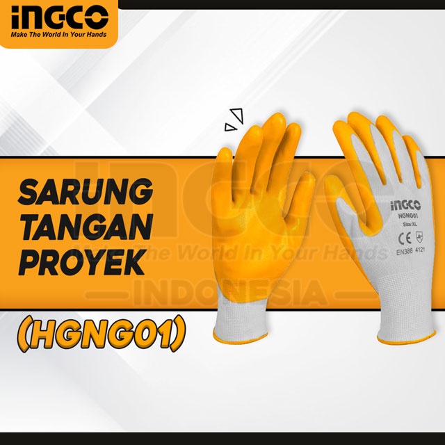 Jual Sarung Tangan INGCO HGNG01 Sarung Tangan Proyek Nitrile Coated ...