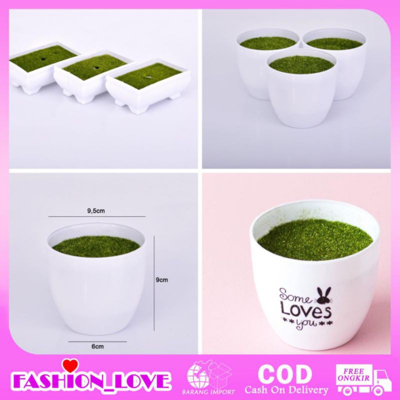 Jual COD / HMPU POT BUNGA PLASTIK MODEL BULAT PETAK LOVE WARNA PUTIH ...