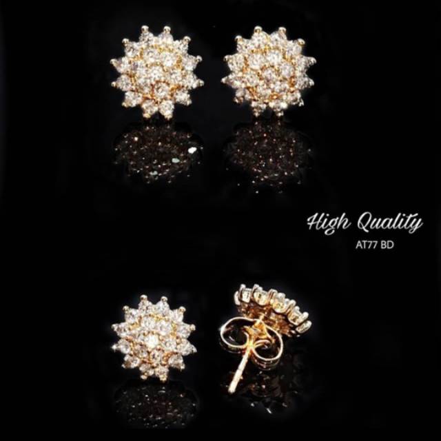 Jual giwang bunga mewah gold 18k perhiasan wanita anting bunga ...