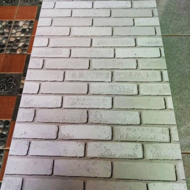 Jual Wallpaper Dinding Sticker Batu Bata Putih Abu | Shopee Indonesia