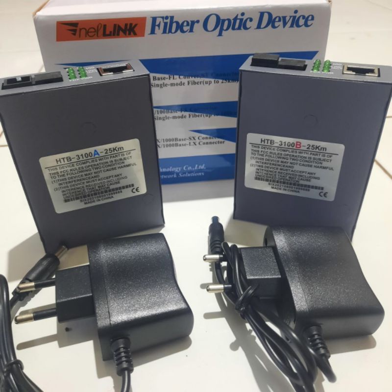 Jual Media Converter Fiber Optik Single Mode HTB 3100 Sepasang A dan B ...