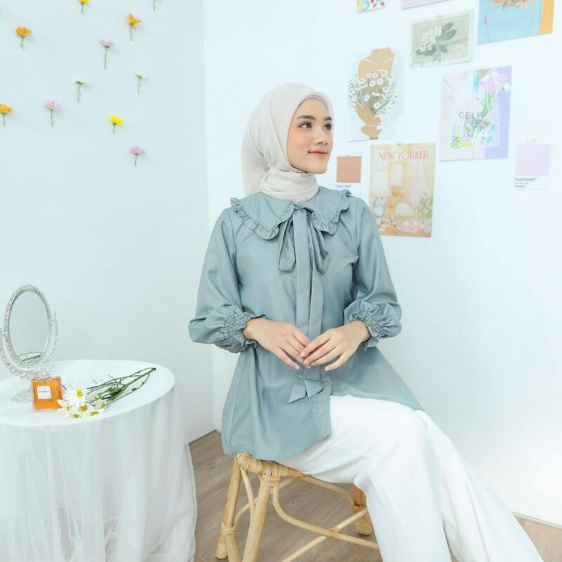 Jual AGHNINDIA BLOUSE - Blouse Basic Atasan Wanita Lengan Panjang Kerah ...