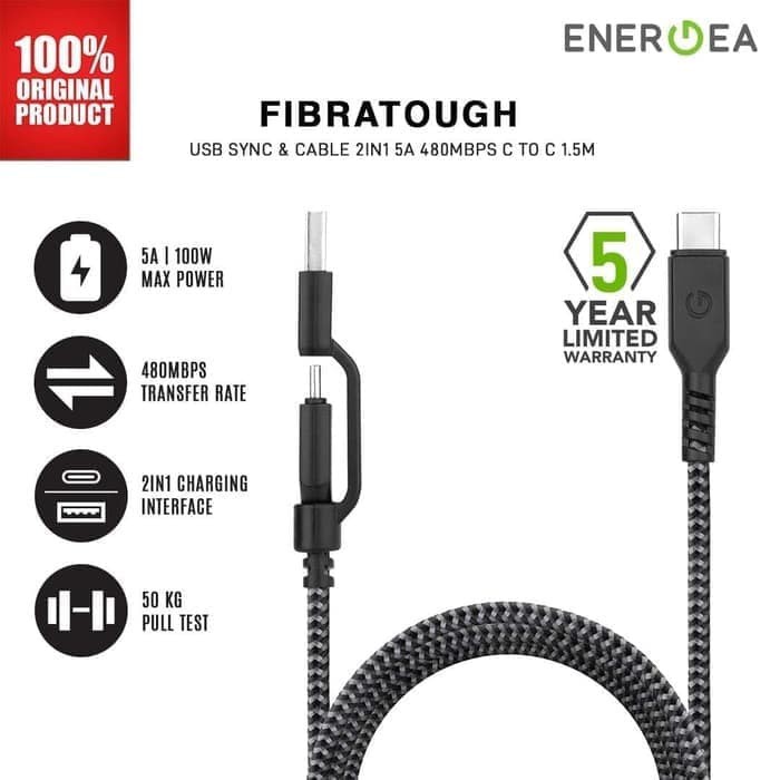 Jual Energea Cable - Fibratough 2 in 1 (Usb C to C & A) - 5A 480mbps 1 ...