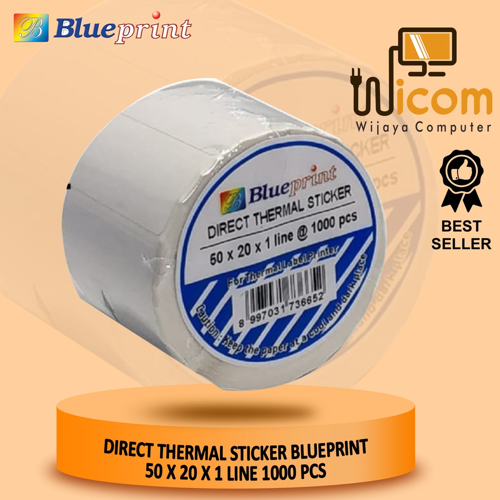 Jual DIRECT THERMAL STICKER BLUEPRINT LABEL STIKER 50x20x1 LINE Isi ...