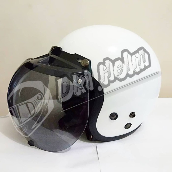 Jual helm Bogo putih glossy polos dengan kaca cembung | Shopee Indonesia