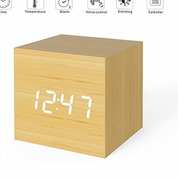 Jual Jam Digital Kayu Meja Led/ LED Wooden Small Table Clock Desk Clock ...