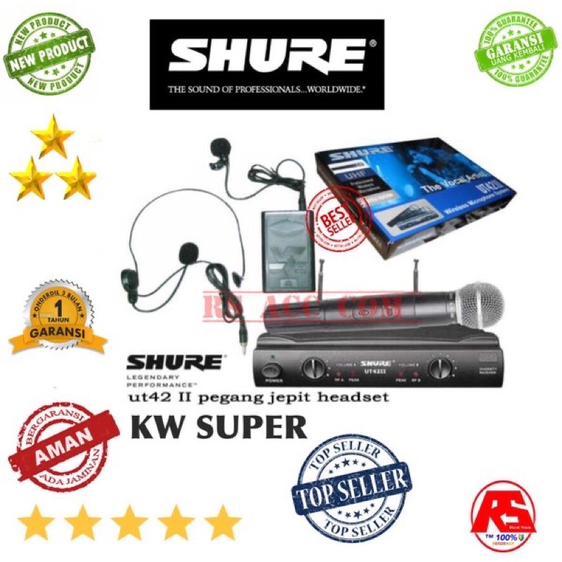 Jual Murah !!! Mic wireless shure UT 42 ll Pegang + Clip On | Shopee ...