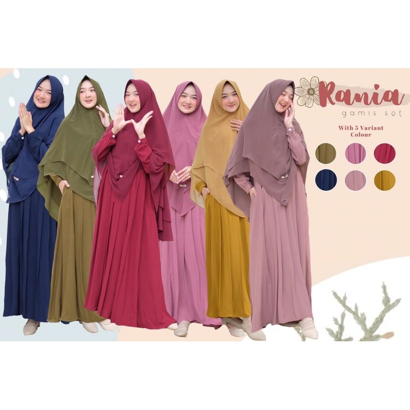 Jual Gamis rania set by gerai mika free khimar jumbo | Shopee Indonesia