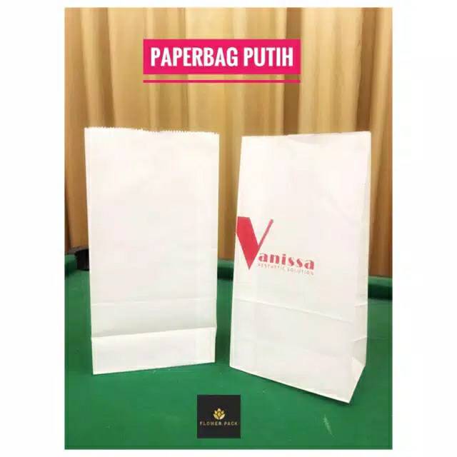 Jual Paper bag putih / paper bag kantong burger/ paper bag kangtong ...