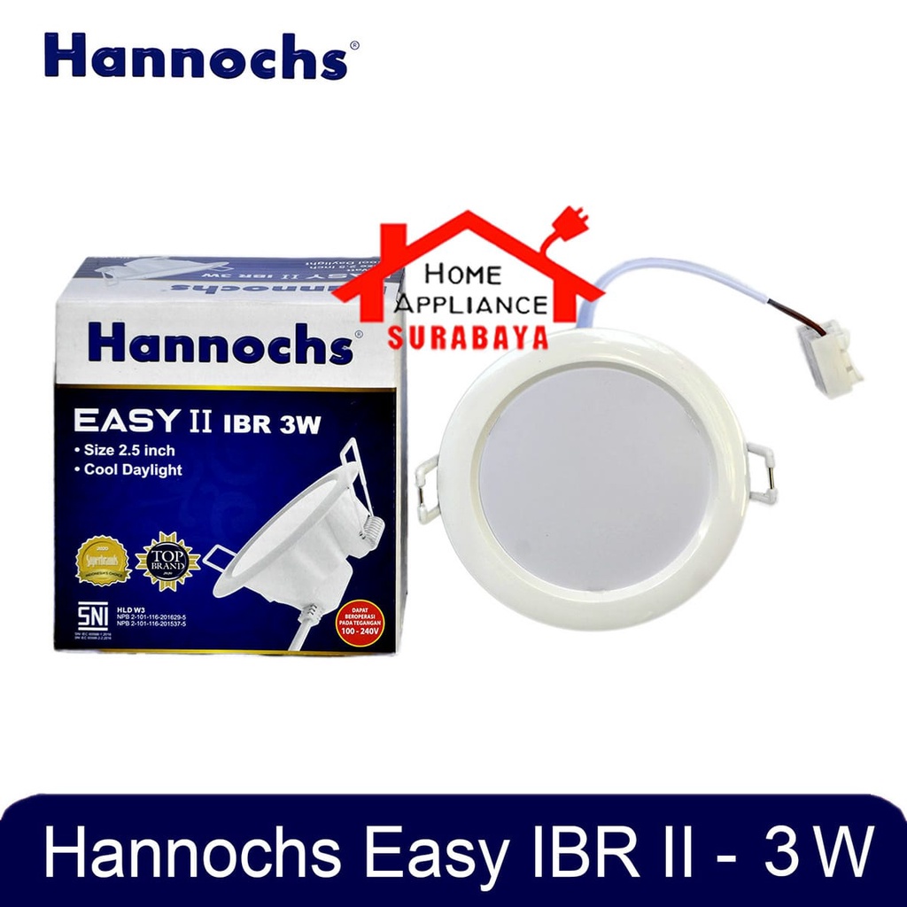 Jual HANNOCHS Lampu Downlight LED Bulat Cool Day Light Cahaya Putih Easy II IBR Inbow 3W 5W 7W ...