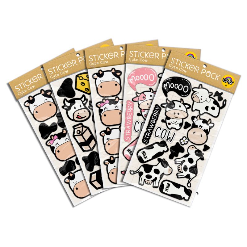 Jual Stiker Pack Corak Sapi | Paket Stiker isi 8 - 14pcs | Stiker ...