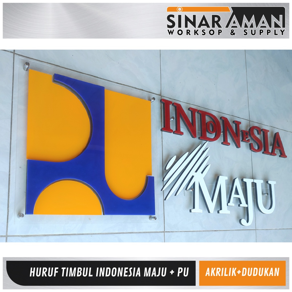 Jual Huruf Timbul Akrilik INDONESIA MAJU + Logo PU | Shopee Indonesia