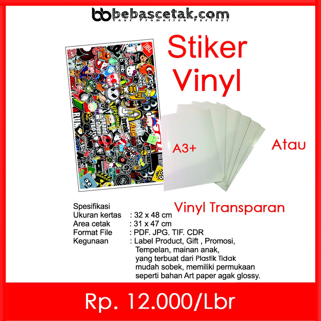 Jual Cetak Sticker / Stiker produk label kemasan Vinyl A3+ | Shopee ...
