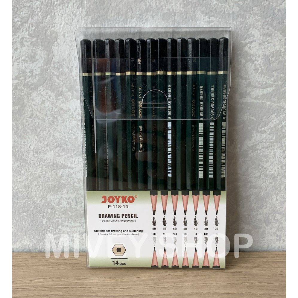 Jual Drawing Pencil/ Pensil Menggambar Set 14 Pcs Joyko | Shopee Indonesia
